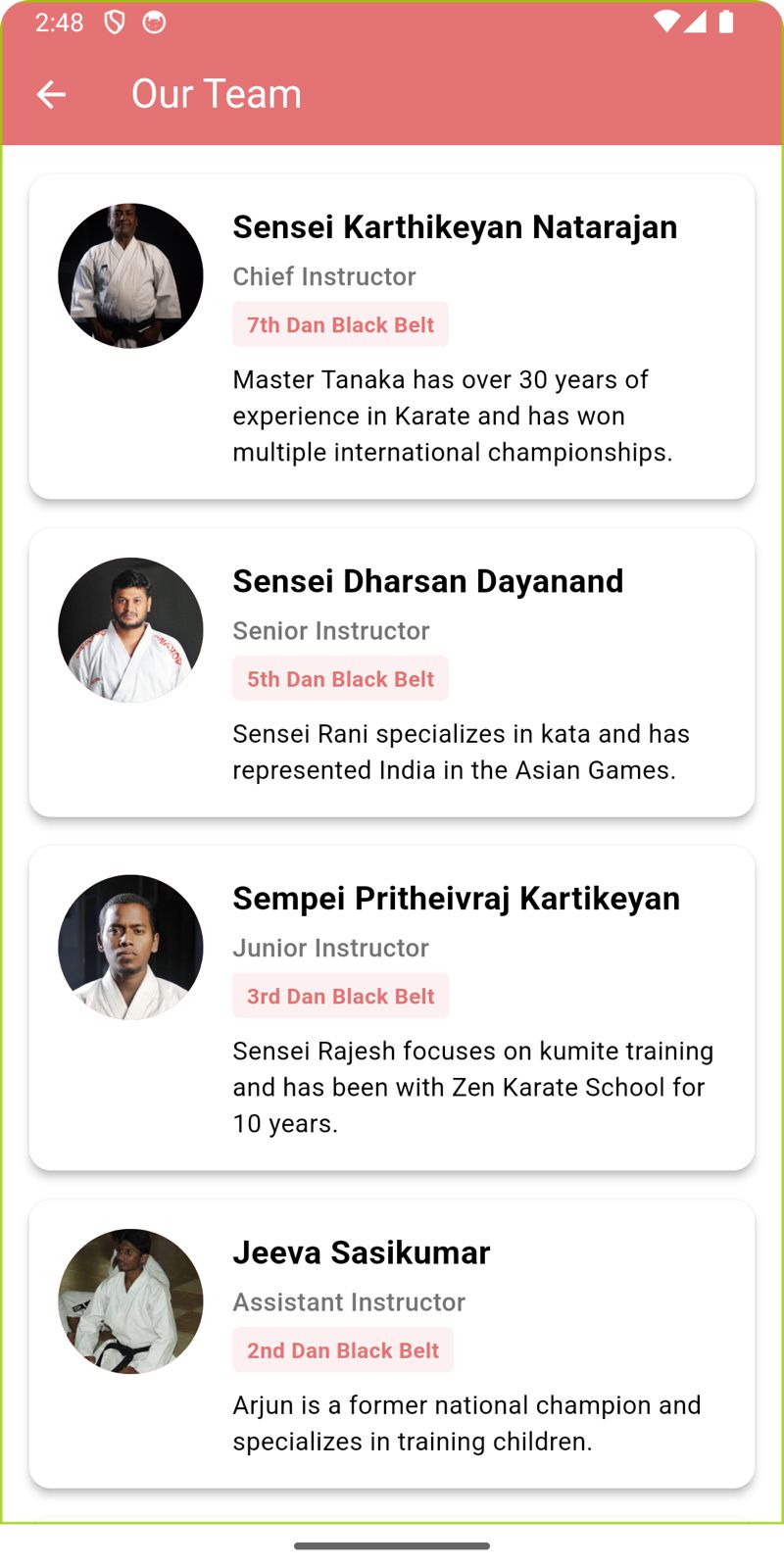 Zen Karate App - Portfolio